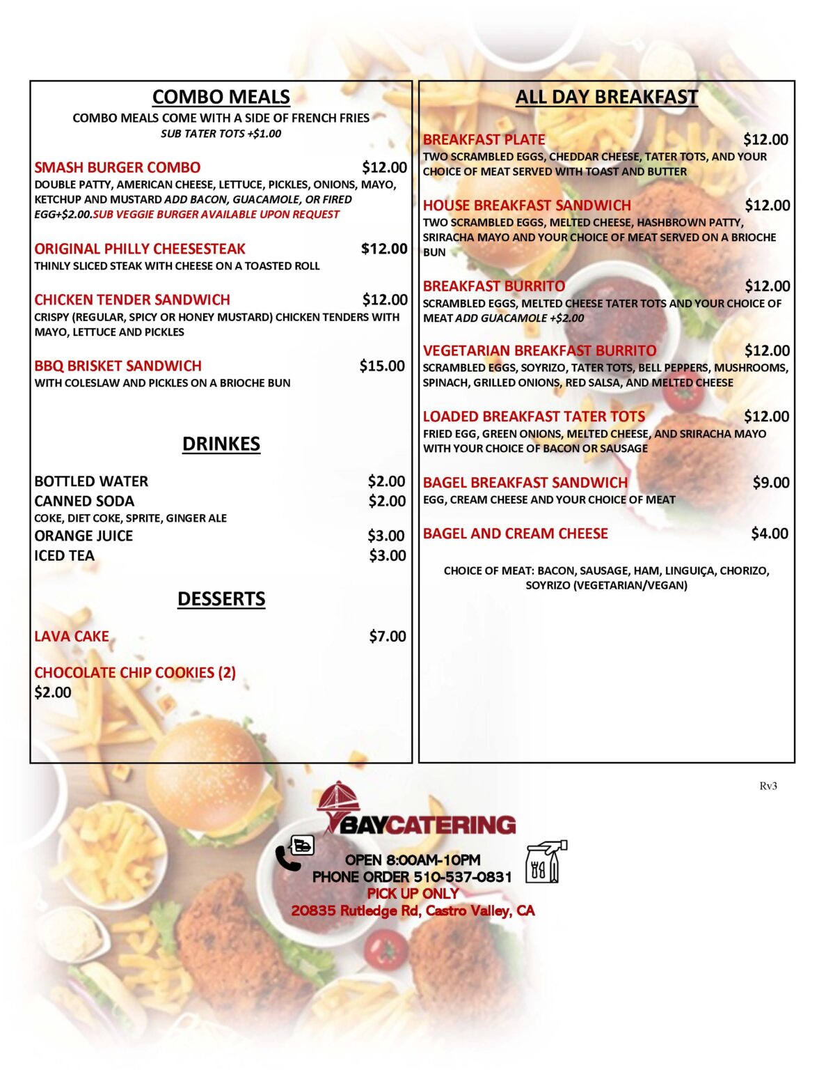 Menu - Bay Catering